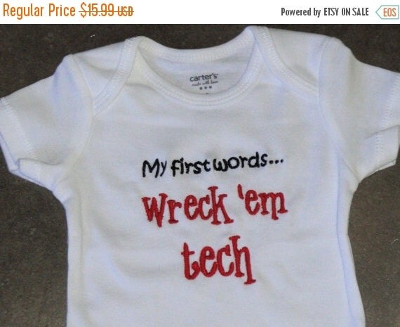 SALE My First Words Wreck Em Tech Baby Bodysuit by girlslovebows