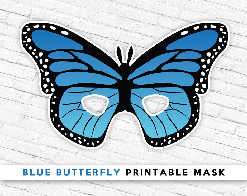 Blue Butterfly Printable Mask Butterfly Mask Kids Bug Mask