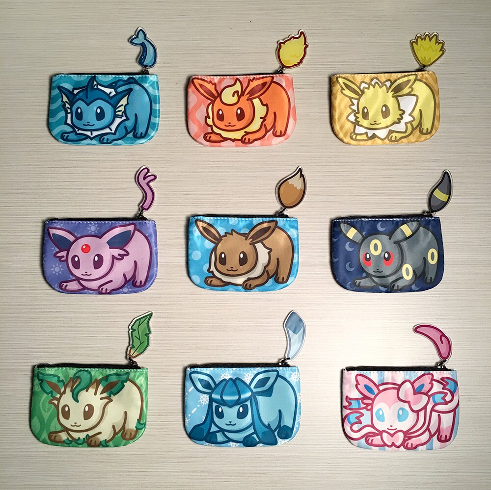 Pokemon Eeveelution Coin Purses with Tails Eevee Vaporeon
