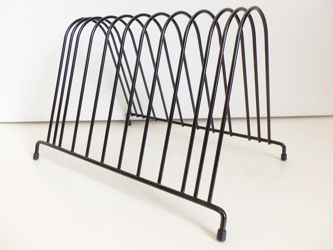 Vintage Black Wire Rack File Organizer for Record Albums, Art Paper ...
