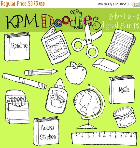 25% OFF KPM School Tools blackline stamps by kpmdoodles on Etsy
