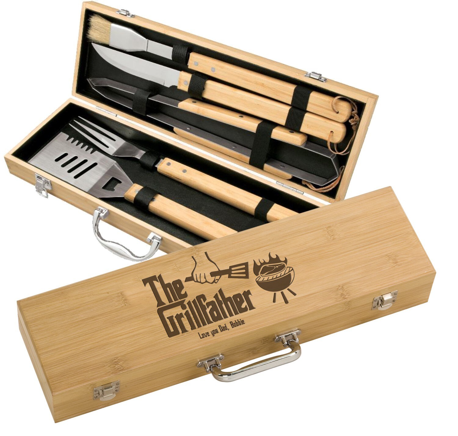 Personalized Grillfather 5 piece BBQ Gift Set Engraved