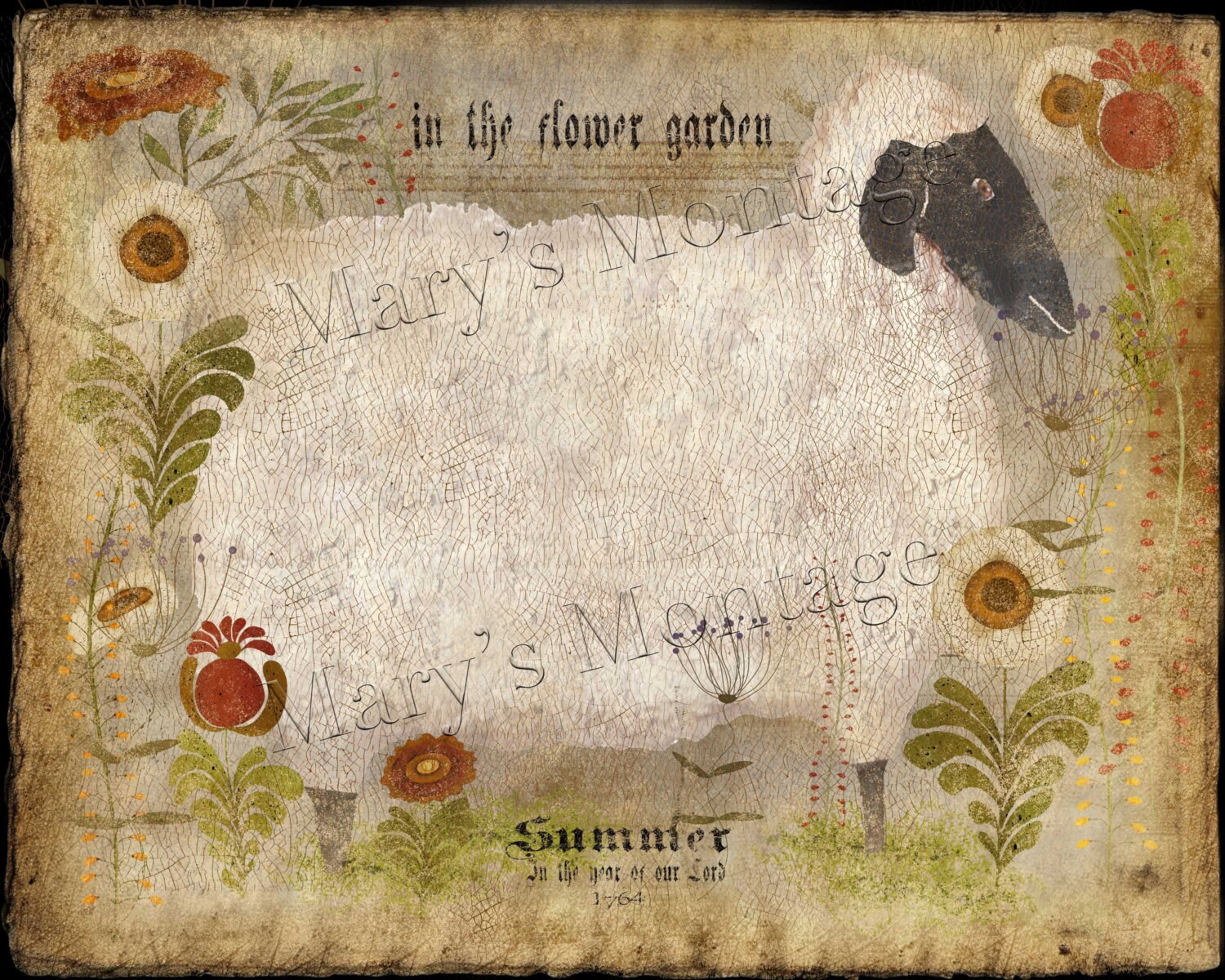 Sheep Primitive 8x10 printable download