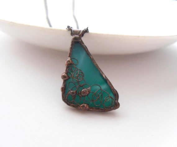 Stained glass necklace artistic pendant by ArtemisFantasy on Etsy