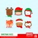 CHRISTMAS FACES Digital Clipart Set Merry Christmas