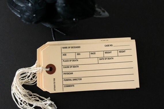 toe tags lot of 10 coroner & funeral body identification tags, morgue ...