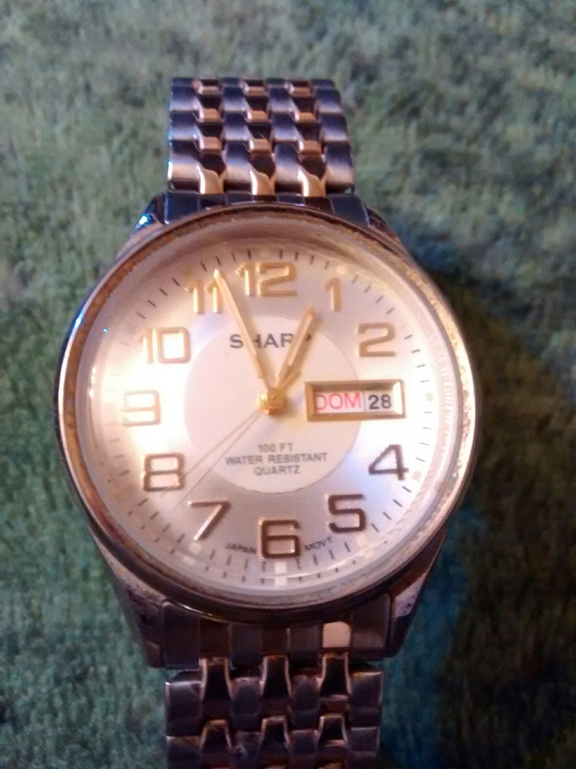 Sharp Railroad Mens Date Watch Quartz… Gold Accented Dial …Stainless ...