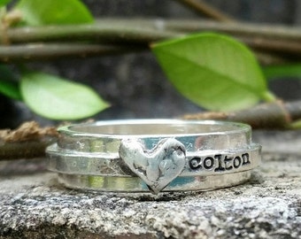 Personalized gold spinner ring Hand stamped by JillAllenDesign