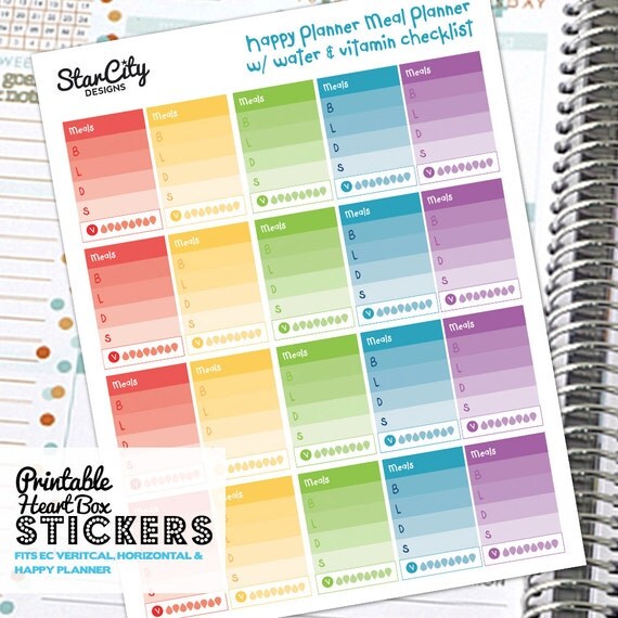 Printable Meal Planner Stickers for Happy by StarCityDesigns