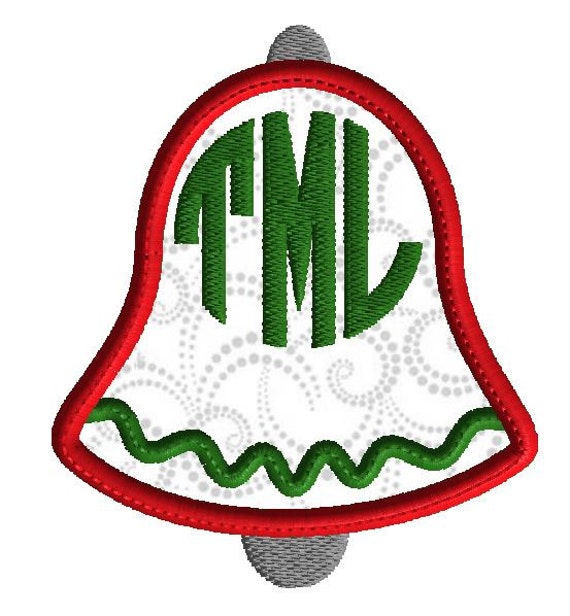 Items similar to Embroidery Design, Christmas Bell Monogram frame, 3 ...
