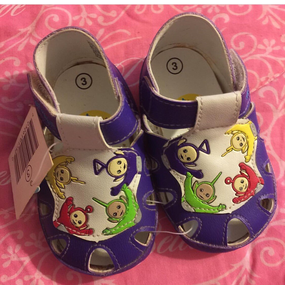 Teletubbies Infant Crib Shoe Sandals Sz 3 Purple NEW