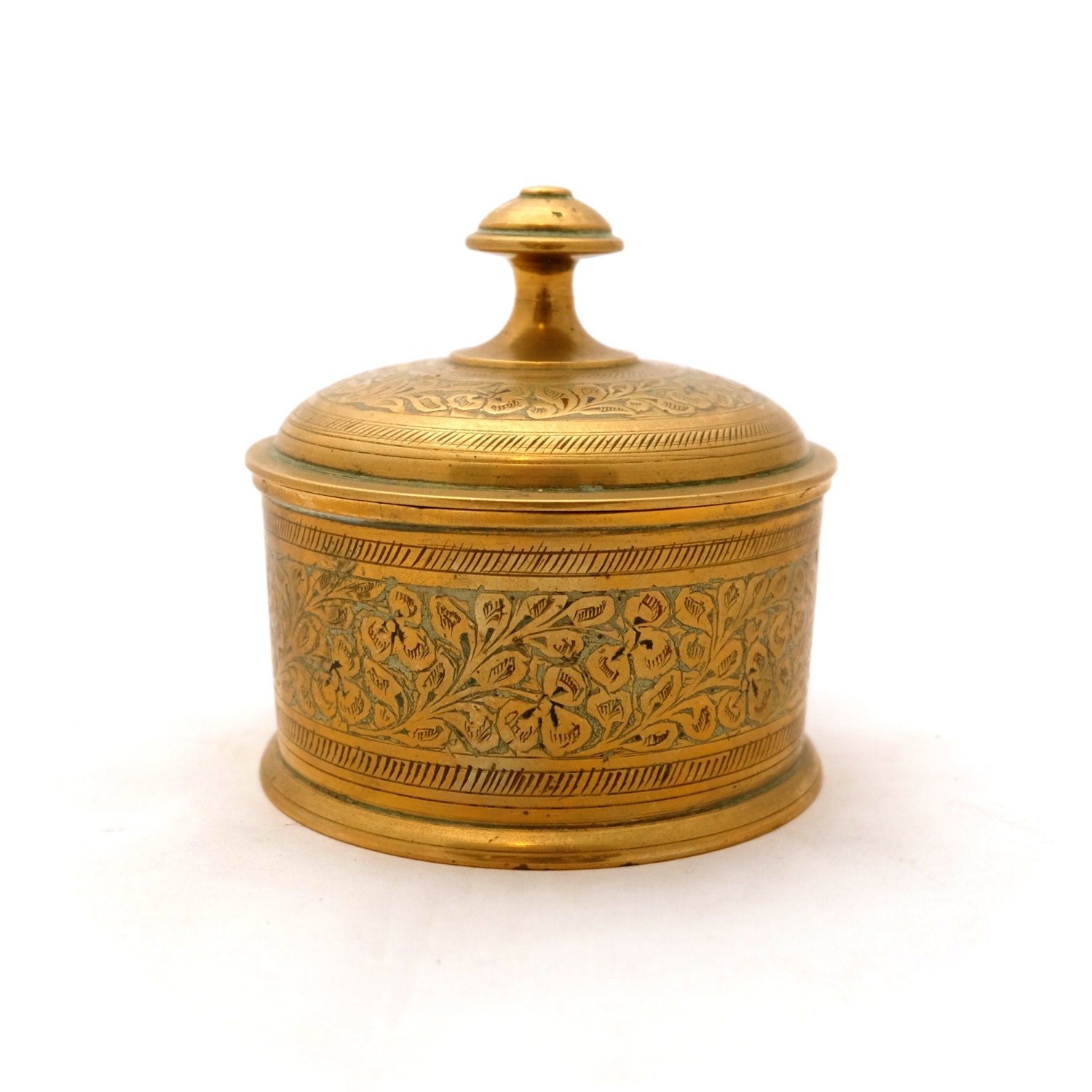 Indian Brass Round Box, Decorative Brass Jewellery Box, Solid Brass Box ...
