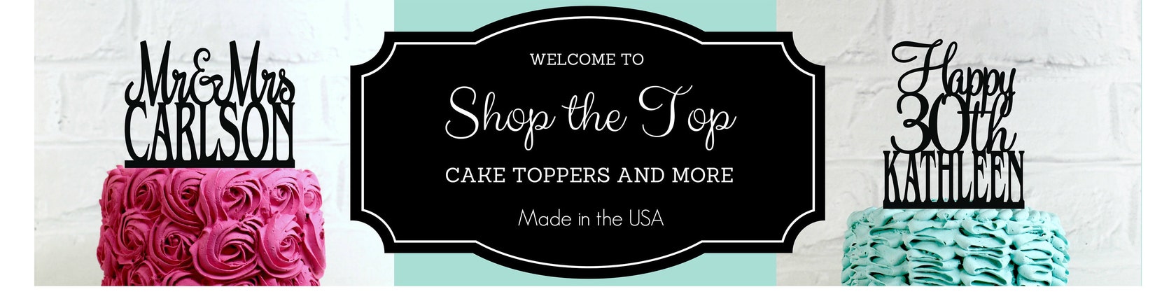 Personalized Wedding & Birthday Cake Toppers & Signs by ShopTheTop