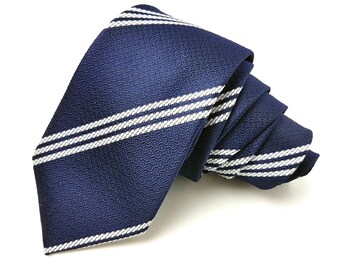 Tie 3 inch in Stripes with Navy Brown White by joyneckwear on Etsy