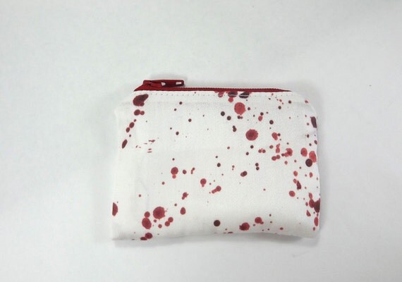 blood spatter zipper pouch blood coin purse zombie card