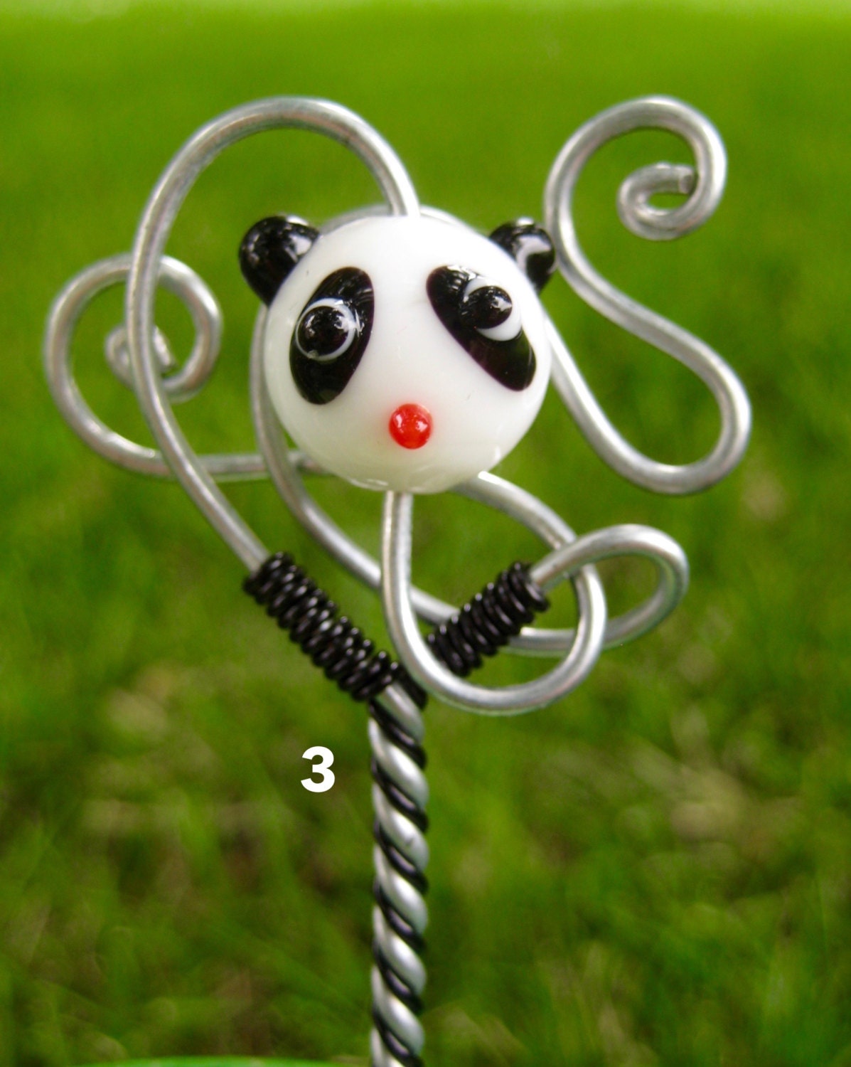 Abstract Wire Hair Stick with Panda Bead by WyreArt on Etsy