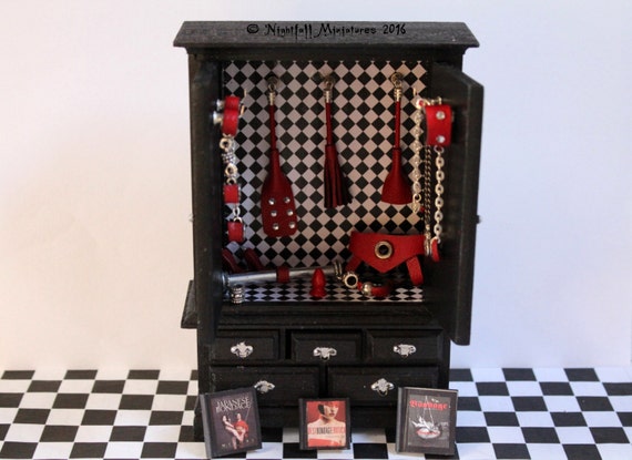 Adult Dollhouse Miniature Bdsm Bondage Fetish Cabinet With Sex