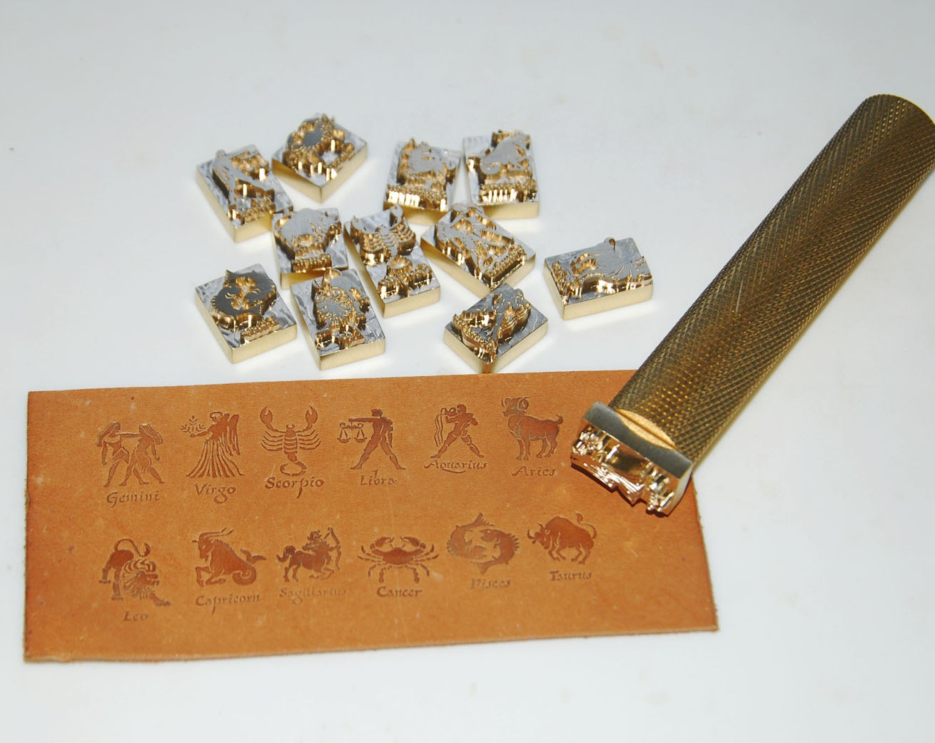 Custom stamp Leather stamp Handle stamped on veg-tan leather