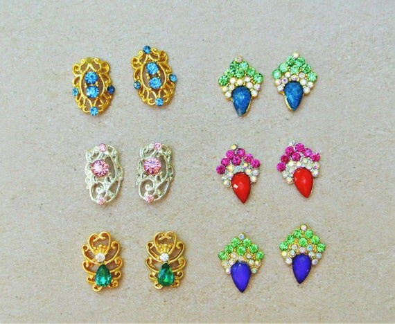 12 pcs of Nail Elegant Nail Covers Pink 3d Nail Art Blue