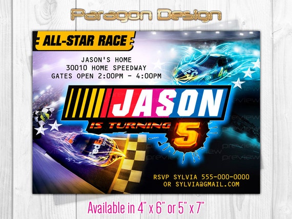 NASCAR Race Style Custom Birthday Invitation Thank You