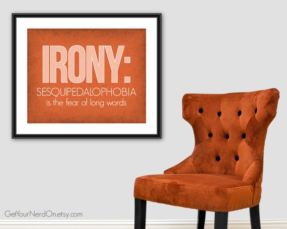 Funny Irony Poster Grammar Nerd Humor Gifts for Teacher