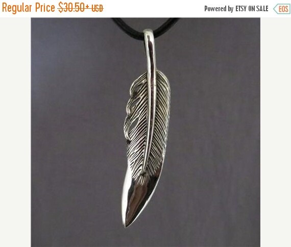 ON SALE 15% OFF Beautiful Silver Feather Pendant - Native American ...