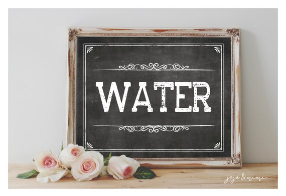 Instant 'WATER' Printable Sign Chalkboard Printable by JoJoMiMi