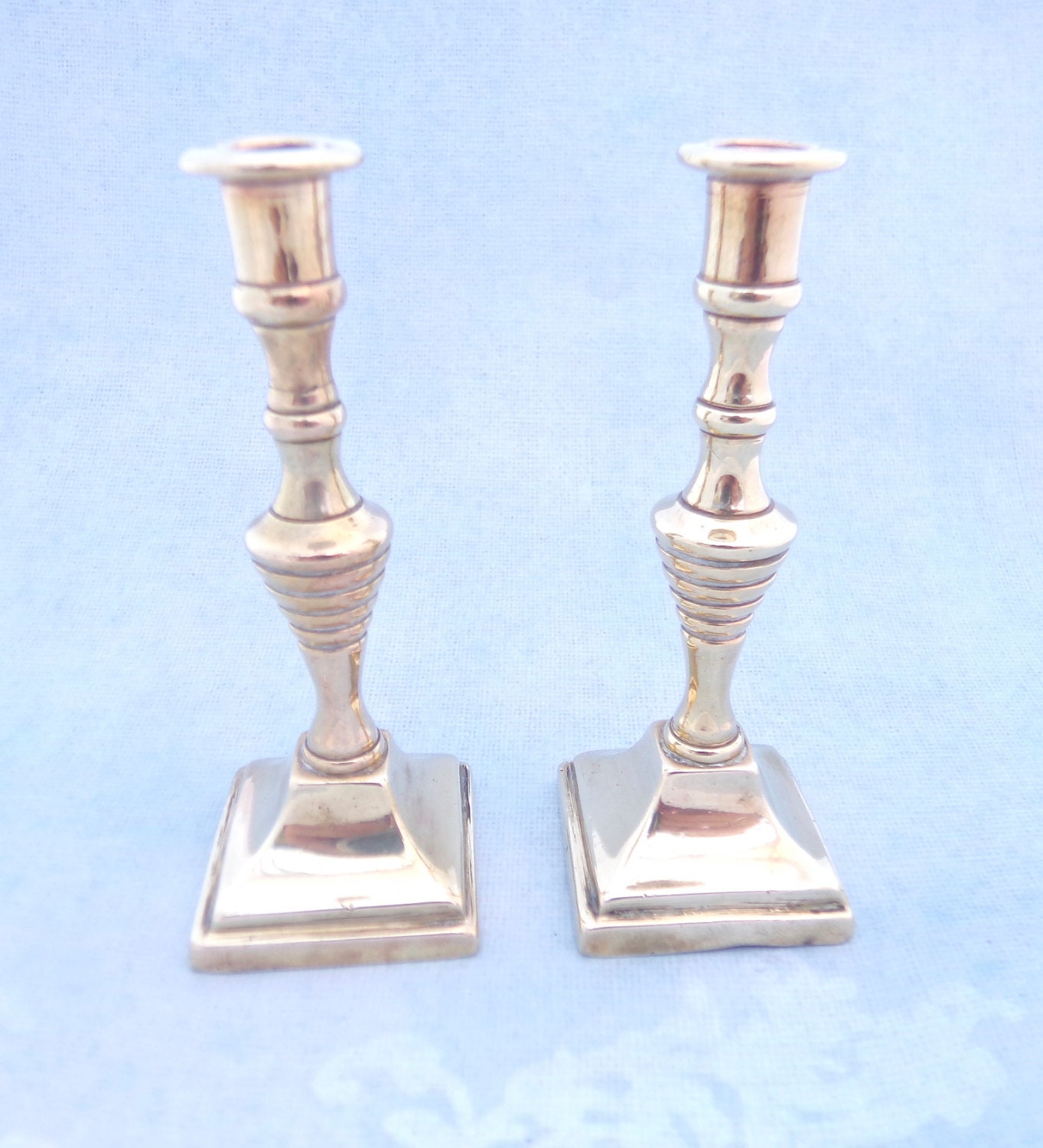 Pair of Small Brass Candlesticks Small Vintage Candle