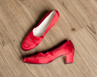 Unique red satin shoes related items | Etsy