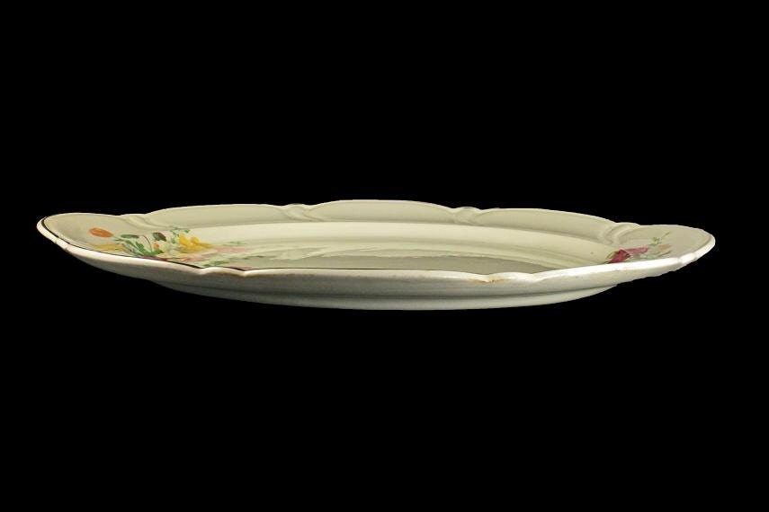 Large Platter, TST, Taylor Smith Taylor, Ivory, Floral, Gold Trimmed ...
