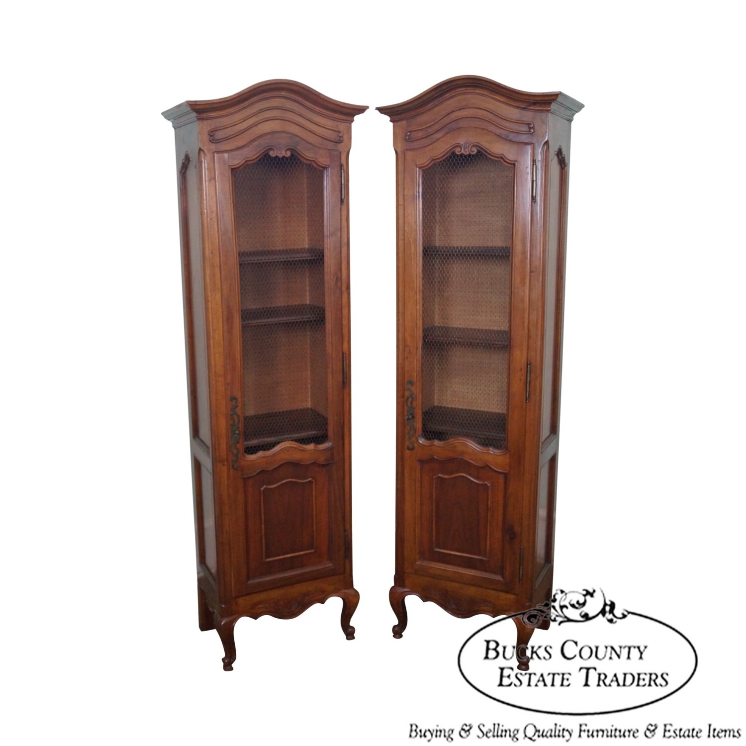 Vintage French Country Style Pair of Italian Made Narrow Walnut ...
