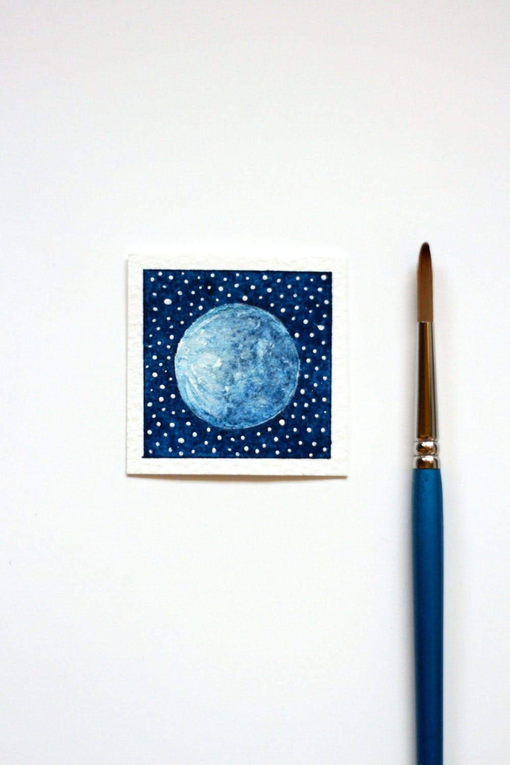 Moon Painting Miniature Painting Tiny Moon Watercolour