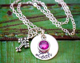 Unique girls cross necklace related items | Etsy