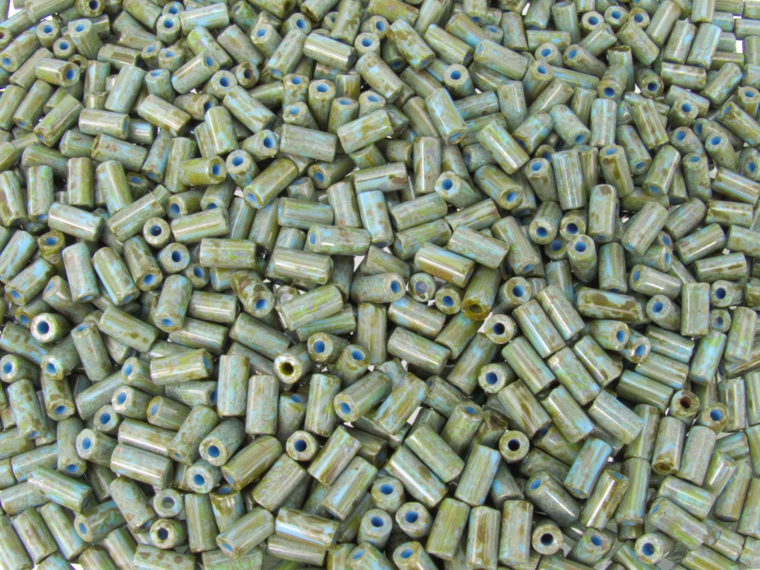 8x4mm Opaque Blue Turquoise Picasso Czech Glass by beadsandbabble