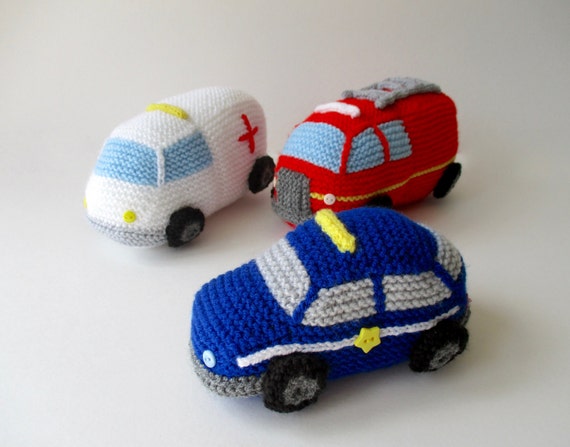 Emergency Vehicles toy knitting patterns
