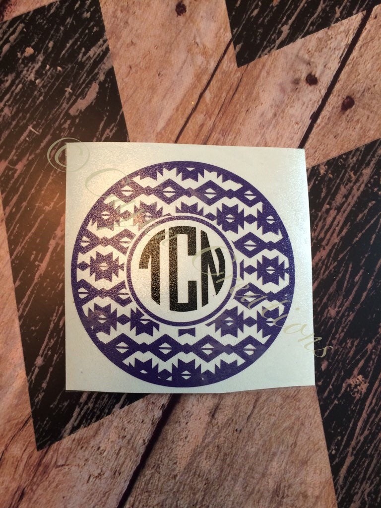 Monogram Decal Car Decal Aztec Decal Tribal Decal Vehicle