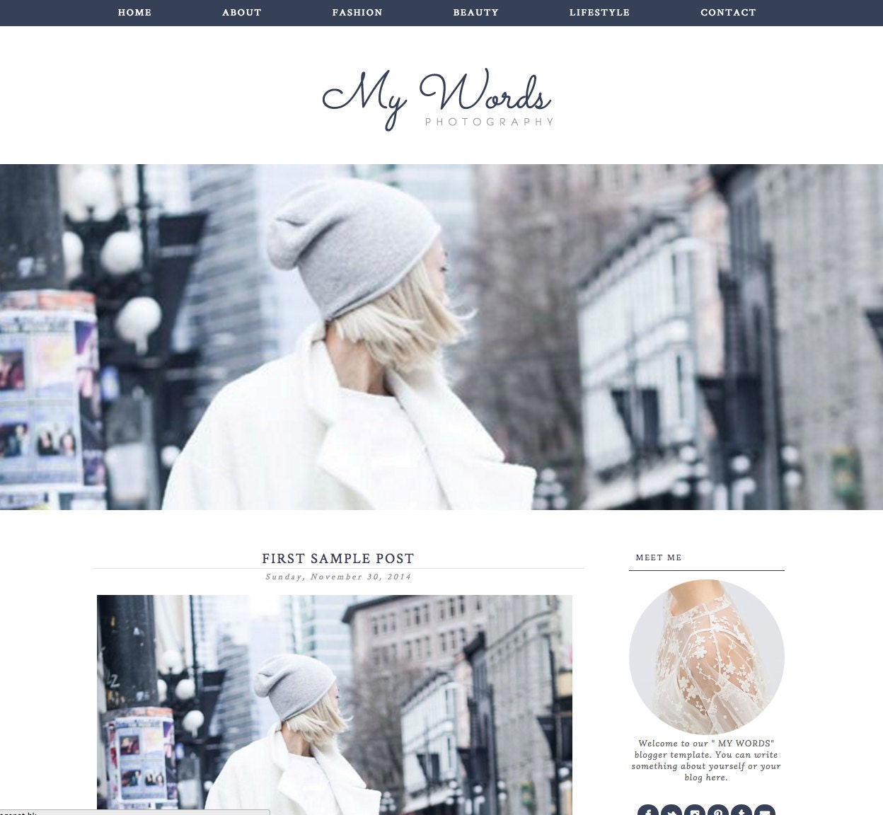 Blogger Template Premade Blog Theme Design My Words Instant