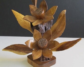 Flower wood carving | Etsy