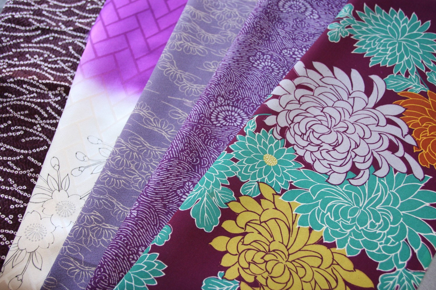Purple/ Kimono fabric pack /Shibori/ Japanese by KimonoYamamoto