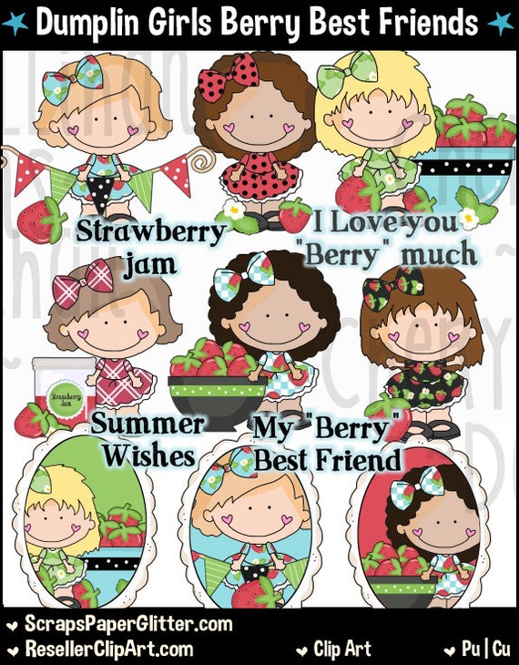 Dumplin Girls Berry Best Friends Clip Art Commercial Use