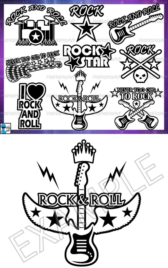 Rock And Roll Shirt Design Outline Cutting Files Svg Png Jpg