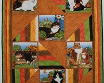 Popular items for cat quilt panel on Etsy