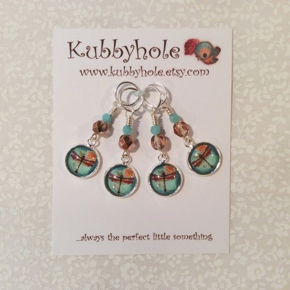 Items similar to The Dragonfly, Dew Drops*, Set of 4 Non-Snag stitch ...