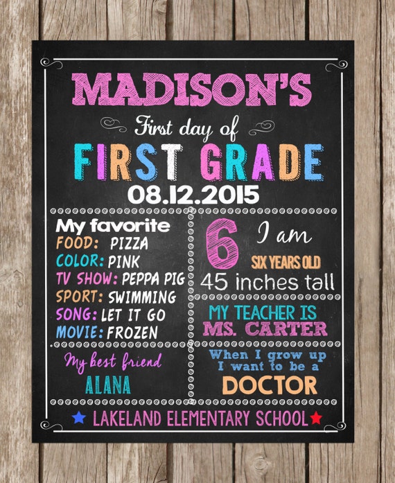 First Day of School Sign Pastel ANY GRADE by TheLovelyDesigns