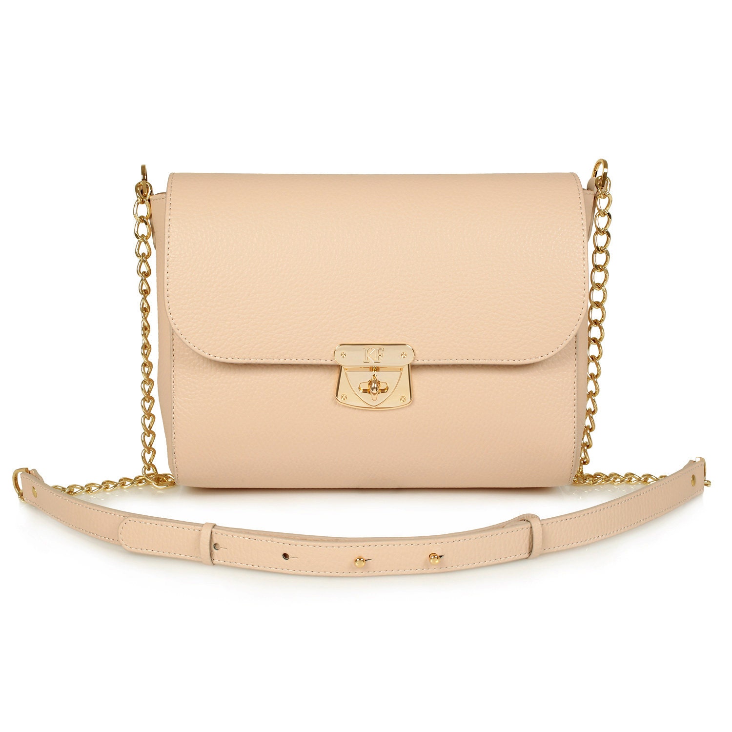 Leather Cross body Bag Beige Leather Shoulder Bag