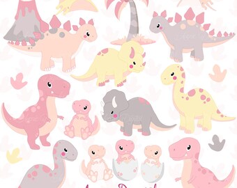 Cute Dinos Clipart. Scrapbook printable dinosaur Clip Art
