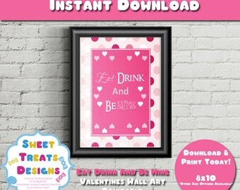 Unique eat drink love art related items | Etsy