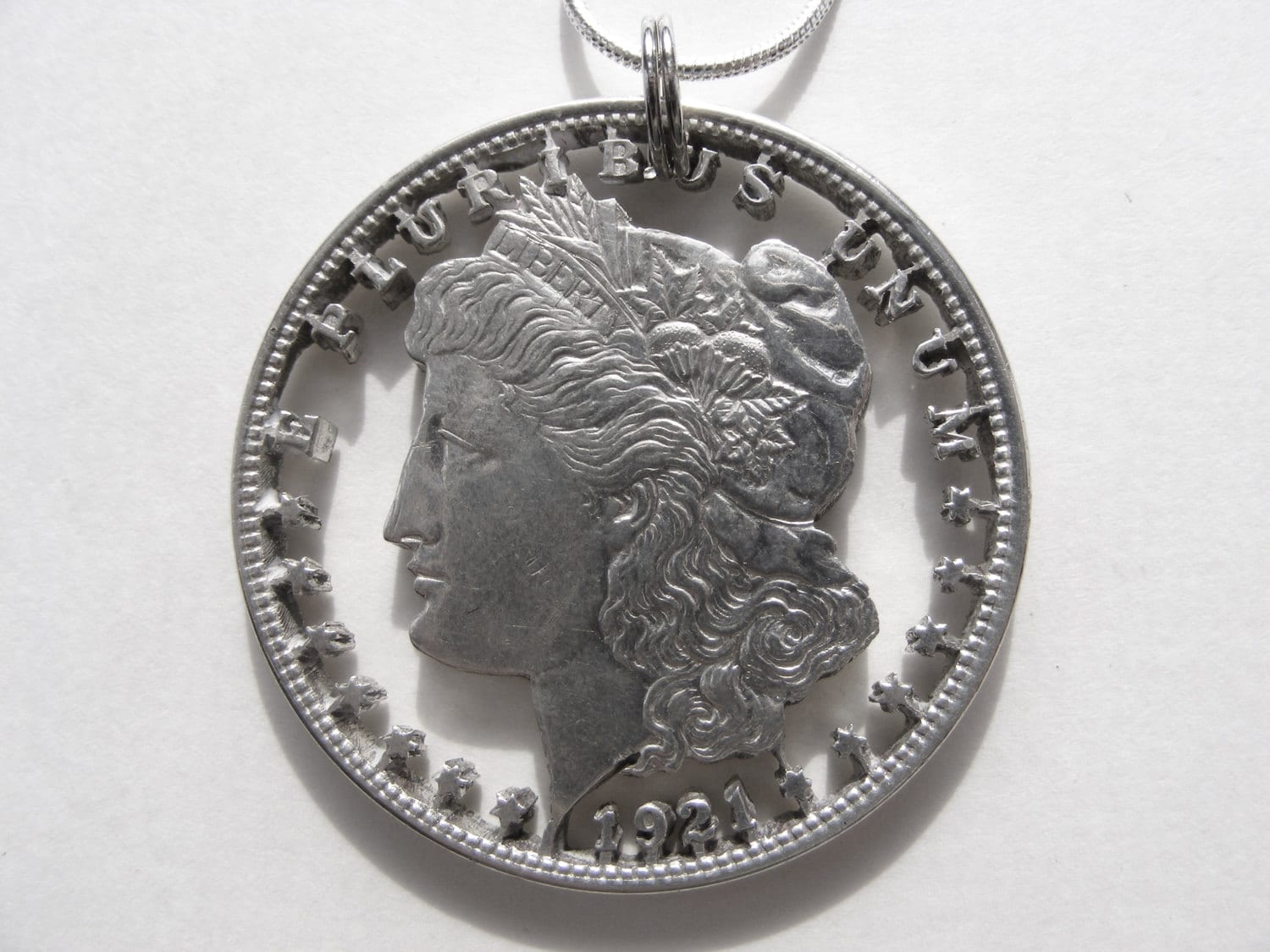 1921 Liberty Head Morgan Silver Dollar Pendant All Freedom