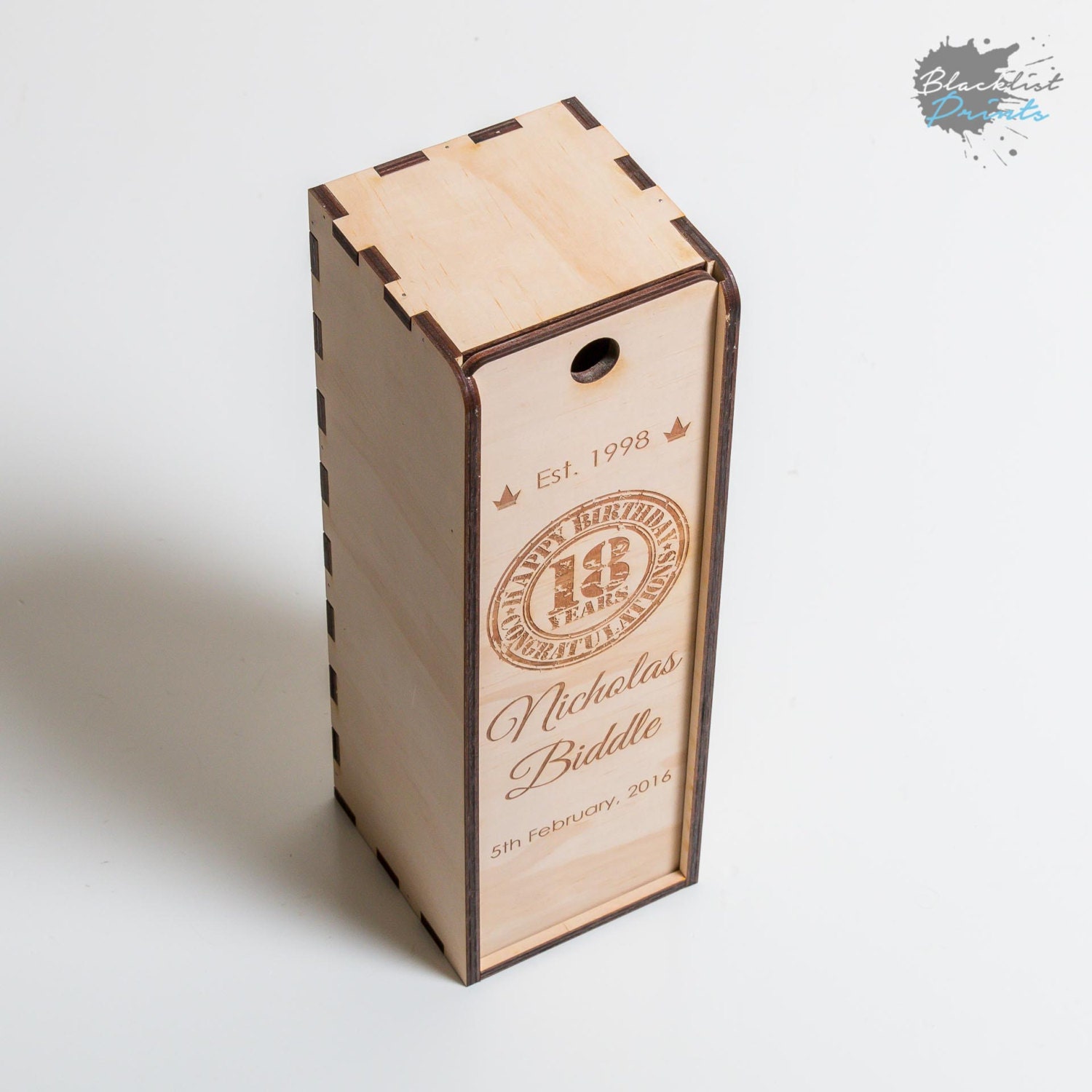 Wooden Rum Box Single Bottle Laser Engraved Personalised