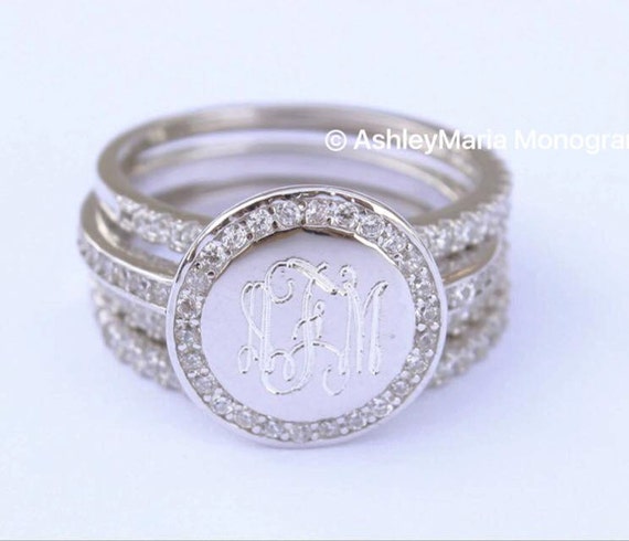 Sterling Silver Monogram Rings | semashow.com
